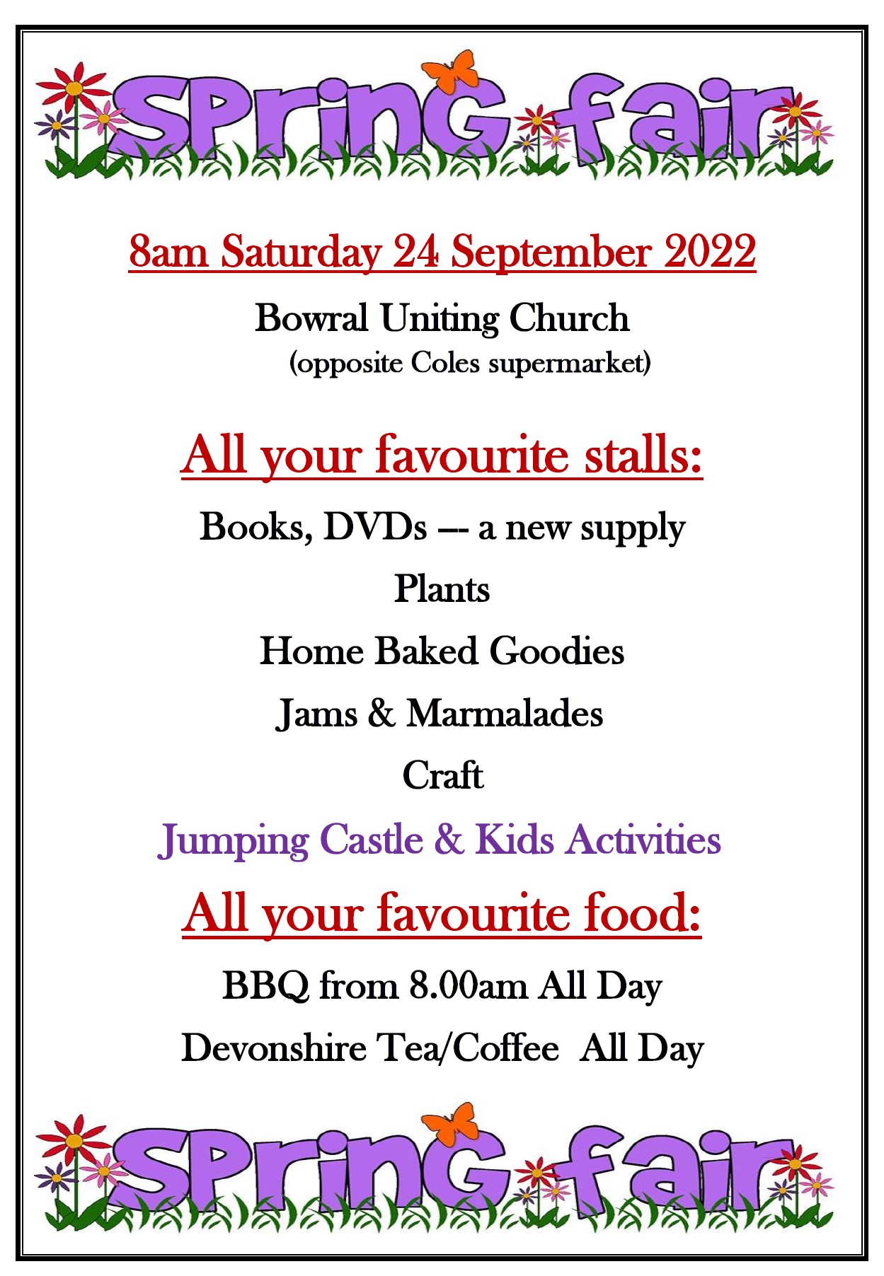 Bowral Uniting Church Spring Fair - Destination Southern Highlands